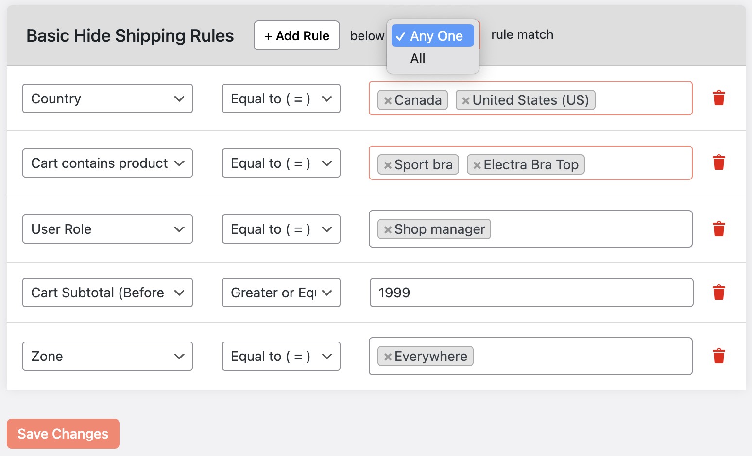 Hide shipping method for WooCommerce - Thedotstore